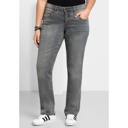 sheego Große Größen: Gerade Jeans mit Used-Effekten, grey Denim, Gr.84