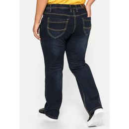 sheego Große Größen: Gerade Stretch-Jeans mit Used-Effekten, dark blue Denim, Gr.100