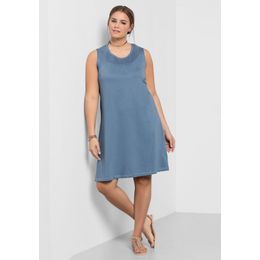 sheego Große Größen: Shirtkleid mit Smok-Einsatz, in A-Linie, blau, Gr.50