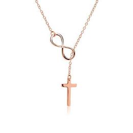 UNIQUE Y-Kette 925er Silber Roségold Kreuz Infinity