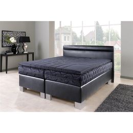 Boxspringbett, schwarz, Liegefl&auml;che B/L: 180cm x 200cm, kein H&auml;rtegrad, Taschen-Federkernmatratze, Bezug der Obermatratze: 100% Polyester, Polyesterwatte aus 100% Polyester und Vlies aus 100% Polyester., Westfalia Schlafkomfort, Komplettbetten, Boxspringbett