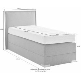 Boxspringbett, grau (anthrazit), Liegefl&auml;che B/L: 90cm x 200cm, H2, 7-Zonen-Kaltschaummatratze, Bettrahmen und seitliche Einfassung Unterbox und Obermatratze: Fein-Strukturstoff (77% Polyester, 23% Viskose).;Spiegelfl&auml;che der Matratzen: 100% Polyester, Westfalia Schlafkomfort, Komplettbetten, Boxspringbett