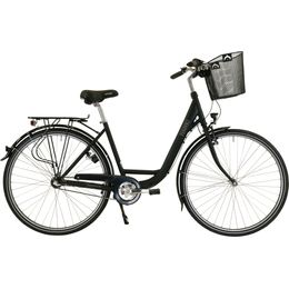 Cityrad HAWK Bikes "HAWK City Wave Premium Plus Black" Fahrräder Gr. 43 cm, 26 Zoll (66,04 cm), schwarz Alle Fahrräder