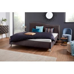 Polsterbett, grau (anthrazit), B:192cm H:100cm L:210cm, Bezug Bett: Velours mit grober Lederoptik (100% Polyester);Bonnellfederkernmatratze: 51% Polypropylen, 39% Polyester, 10% Baumwolle;Kaltschaummatratze: 100% Polyester, Bezug abnehm- und waschbar bis 60C, Westfalia Schlafkomfort, Betten, Polsterbett