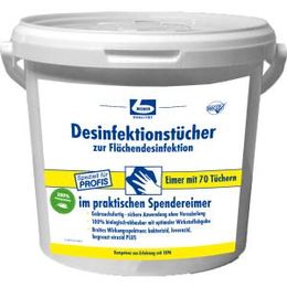 Dr. Becher GmbH Dr. Becher Desinfektionstücher zur Flächendesinfektion, Gebrauchsfertiger Desinfektionsreiniger mit optimaler Wiirkstoffabgabe, 1 Eimer = 70 Tücher