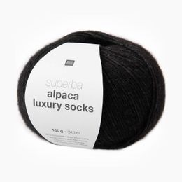 Sockenwolle Superba Alpaca Luxury Socks von Rico Design, Schwarz, aus Schurwolle