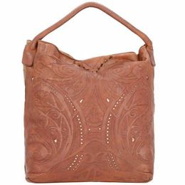 Caterina Lucchi Schultertasche Leder 31 cm beige