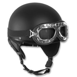 Mil-Tec Helm Halbschale mit Brille schwarz, Gr&ouml;&szlig;e M/57-58