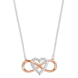 Amor Kette mit Anh&auml;nger 'Infinity Unendlichkeitsschleife mit Herz' Damen Gr&ouml;&szlig;e One Size rosegold / silber