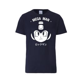 logoshirt T-Shirt 'Mega Man' Herren Gr&ouml;&szlig;e S dunkelblau / wei&szlig;
