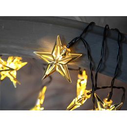 STAR TRADING LED-Lichterkette Stern 10 warmweiße LED - Batteriebetrieb - Timer - 1,35m - goldfarben, 10-flammig