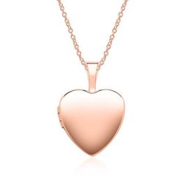 UNIQUE Kette mit Herz Medaillon aus 14K Roségold gravierbar