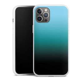 DeinDesign Handyhülle zweifarbig Farbverlauf schwarz Modern Darkness, Apple iPhone 12 Pro Max Silikon Hülle Bumper Case Handy Schutzhülle, weiß
