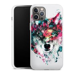 DeinDesign Handyhülle Riza Peker Wolf bunt Wolve ohne Hintergrund, Apple iPhone 12 Pro Max Silikon Hülle Bumper Case Handy Schutzhülle, weiß