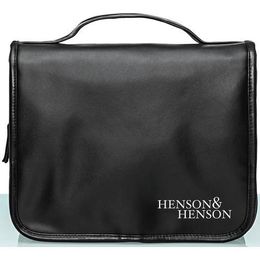 HENSON&HENSON Hochwertige Kulturtasche mit echtem Leder
