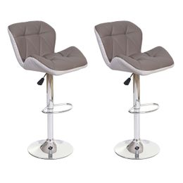 2er-Set Barhocker HWC-A92, Barstuhl Tresenhocker, höhenverstellbar Kunstleder ~ taupe-grau