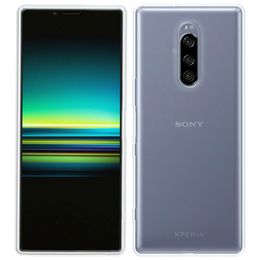 cofi1453 Handyhülle Silikon Hülle Basic für Sony Xperia 1, Case Cover Schutzhülle Bumper, beige