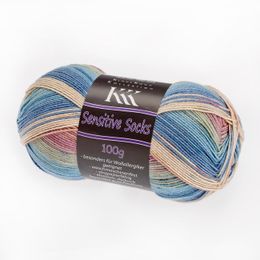 Sockenwolle Sensitive Socks von KKK, Beige/Blau, aus Polyacryl