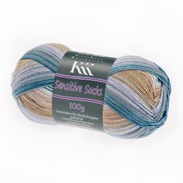 Sockenwolle Sensitive Socks von KKK, Ocker/Blau, aus Polyacryl