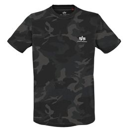 Alpha Industries Basic Alpha T-Shirt Small Logo black camo, Größe M