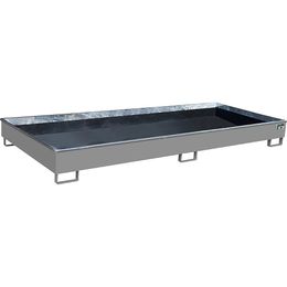 eurokraft pro Regal-Bodenwanne mit PE-Einsatz, 540 l Auffangvolumen, LxBxH 3265 x 1315 x 270 mm, grau, ab 3 Stk
