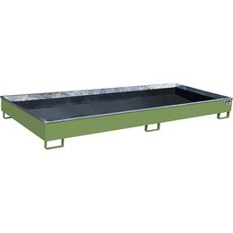eurokraft pro Regal-Bodenwanne mit PE-Einsatz, 540 l Auffangvolumen, LxBxH 3265 x 1315 x 270 mm, grün, ab 3 Stk