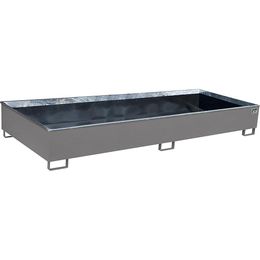 eurokraft pro Regal-Bodenwanne mit PE-Einsatz, 1000 l Auffangvolumen, LxBxH 3265 x 1315 x 385 mm, grau, ab 3 Stk