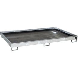 eurokraft pro Regal-Bodenwanne mit PE-Einsatz, 240 l Auffangvolumen, LxBxH 2165 x 1315 x 230 mm, verzinkt, ab 3 Stk