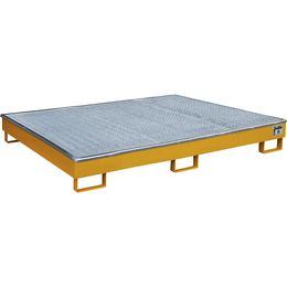 eurokraft pro Regal-Bodenwanne mit PE-Einsatz, mit Rost, 256 l, LxBxH 1765 x 1315 x 255 mm, orange, ab 3 Stk