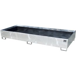 eurokraft pro Regal-Bodenwanne mit PE-Einsatz, 1000 l Auffangvolumen, LxBxH 3265 x 1315 x 385 mm, verzinkt, ab 3 Stk