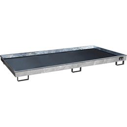 eurokraft pro Regal-Bodenwanne mit PE-Einsatz, 240 l Auffangvolumen, LxBxH 2665 x 1315 x 210 mm, verzinkt, ab 3 Stk