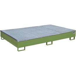 eurokraft pro Regal-Bodenwanne mit PE-Einsatz, mit Rost, 1000 l, LxBxH 2165 x 1315 x 510 mm, grün