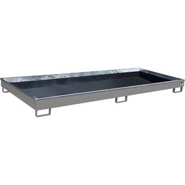 eurokraft pro Regal-Bodenwanne mit PE-Einsatz, 240 l Auffangvolumen, LxBxH 3265 x 1315 x 195 mm, grau, ab 3 Stk