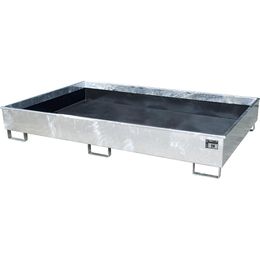eurokraft pro Regal-Bodenwanne mit PE-Einsatz, 1000 l Auffangvolumen, LxBxH 2165 x 1315 x 510 mm, verzinkt, ab 3 Stk