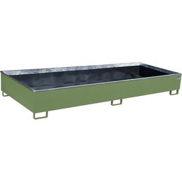 eurokraft pro Regal-Bodenwanne mit PE-Einsatz, 1000 l Auffangvolumen, LxBxH 3265 x 1315 x 385 mm, grün, ab 3 Stk