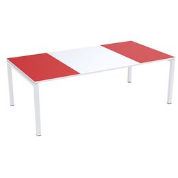PAPERFLOW Konferenztisch easyDesk®, HxBxT 750 x 2200 x 1140 mm, weiß/rot