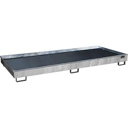 eurokraft pro Regal-Bodenwanne mit PE-Einsatz, 540 l Auffangvolumen, LxBxH 3265 x 1315 x 270 mm, verzinkt, ab 3 Stk