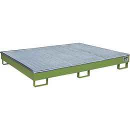eurokraft pro Regal-Bodenwanne mit PE-Einsatz, mit Rost, 256 l, LxBxH 1765 x 1315 x 255 mm, grün, ab 3 Stk
