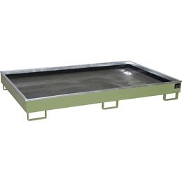 eurokraft pro Regal-Bodenwanne mit PE-Einsatz, 1000 l Auffangvolumen, LxBxH 2165 x 1315 x 510 mm, grün, ab 3 Stk