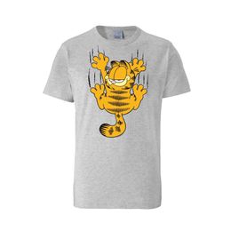 logoshirt T-Shirt 'Garfield &ndash; Scratches' Damen Gr&ouml;&szlig;e S grau / orange / schwarz / wei&szlig;