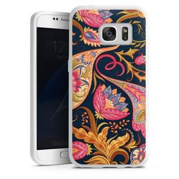 DeinDesign Handyhülle Muster Ornamente Mandala Floral Autumn 1, Samsung Galaxy S7 Silikon Hülle Bumper Case Handy Schutzhülle, weiß