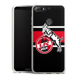 DeinDesign Handyhülle 1. FC Köln Offizielles Lizenzprodukt Colour Stripes 1.FC, Huawei Y7 (2018) Silikon Hülle Bumper Case Handy Schutzhülle, weiß