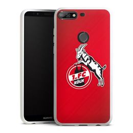 DeinDesign Handyhülle 1. FC Köln Offizielles Lizenzprodukt EffZeh 1. FC Köln rot, Huawei Y7 (2018) Silikon Hülle Bumper Case Handy Schutzhülle, weiß