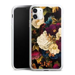 DeinDesign Handyhülle Vintage Blumen Muster Dark Vintage Flowers, Apple iPhone 11 Silikon Hülle Bumper Case Handy Schutzhülle, weiß