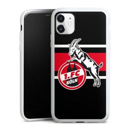 DeinDesign Handyhülle 1. FC Köln Offizielles Lizenzprodukt Colour Stripes 1.FC, Apple iPhone 11 Silikon Hülle Bumper Case Handy Schutzhülle, weiß