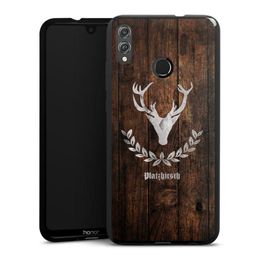 DeinDesign Handyhülle Hirsch Holzoptik Holz Platzhirsch, Huawei Honor 8X Silikon Hülle Bumper Case Handy Schutzhülle, schwarz