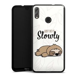 DeinDesign Handyhülle Tiere Faultier lazy sunday Just Do It Slowly Sloth, Huawei Honor 8X Silikon Hülle Bumper Case Handy Schutzhülle, schwarz