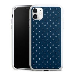 DeinDesign Handyhülle Anker Segeln Muster Anchors Dark, Apple iPhone 11 Silikon Hülle Bumper Case Handy Schutzhülle, weiß