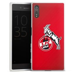 DeinDesign Handyhülle 1. FC Köln Offizielles Lizenzprodukt EffZeh 1. FC Köln rot, Sony Xperia XZs Silikon Hülle Bumper Case Handy Schutzhülle, weiß
