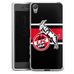 DeinDesign Handyhülle 1. FC Köln Offizielles Lizenzprodukt Colour Stripes 1.FC, Sony Xperia X Silikon Hülle Bumper Case Handy Schutzhülle, weiß